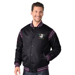 starters Bomberjacke STARTER "Starter Jacke Anaheim Ducks Starter Satin Varsity", Herren, Gr. L, schwarz, Popeline;Jersey, 100% Polyester, Jacken Bomberjacke
