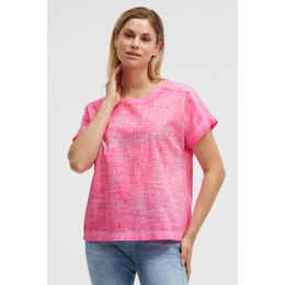 Schlupfbluse SOCCX, Damen, Gr. M/L, neon magenta, Web, Material: 100% Baumwolle, bedruckt, regular fit normal, Rundhals, weit gerader Abschluss, Blusen Schlupfbluse, mit &uuml;berschnittener Schulter