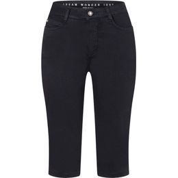 Shorts MAC, Damen, Gr. 32, N-Gr, dunkelblau ppt, Denim/Jeans, Obermaterial: 88% Baumwolle, 8% Elastomultiester, 4% Elasthan, unifarben, regular fit knielang, Hosen Shorts, im Five-Pocket Style