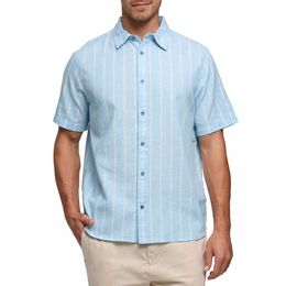 Kurzarmhemd INDICODE "INTryp Short Sleeve", Herren, Gr. L, N-Gr, sky way, Web, Obermaterial: 55% Leinen, 45% Baumwolle, unifarben, regular fit, Hemden