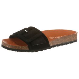 Pantolette VERBENAS "REIKO VELOUR", Herren, Gr. 39, schwarz, Veloursleder, unifarben, Basic, Schuhe Pantolette, Sommerschuh, Urlaubsschuh, Strandschuh zum Schlupfen