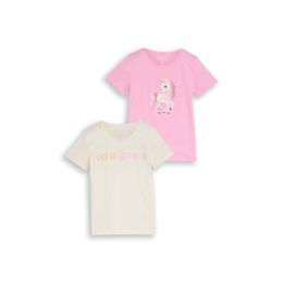 T-Shirt Tom Tailor, M&auml;dchen, Gr. 116/122, lovely pink, Jersey, Obermaterial: 100% Baumwolle, bedruckt, regular fit normal, Rundhals, gerader Abschluss, Shirts T-Shirt, mit Print