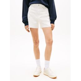 Jeansshorts Tommy Jeans "MOM SHORT BJ4199", Damen, Gr. 28, N-Gr, denim wei&szlig;, Denim/Jeans, Obermaterial: 92% Baumwolle, 8% Polyester, unifarben, straight fit kurz, Jeans Jeansshorts, High Waist im 90s Look
