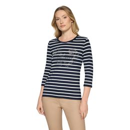 3/4-Arm-Shirt Betty Barclay "Damen mit Schmucksteinen", Herren, Gr. 36, dunkelblau, wei&szlig;, Jersey, Obermaterial: 95% Viskose, 5% Elasthan, Basic, tailliert normal, Rundhals, Shirts 3/4-Arm-Shirt