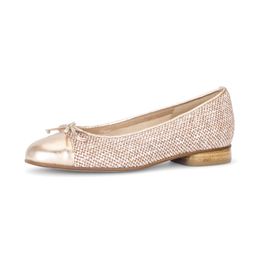 Ballerina Gabor, Damen, Gr. 37, ros&eacute;, ros&eacute;goldfarben, Bast, Glattleder, Flechtoptik, metallic, Schuhe Ballerina, Blockabsatz, Businessschuh, Schupfschuh in runder Form
