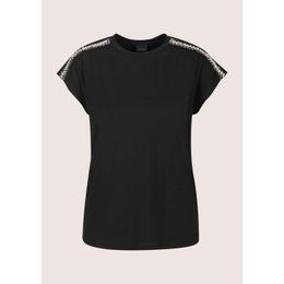 Madeleine Mode Kurzarmshirt MADELEINE "Shirt Legeres Basic-Shirt mit Kurzarm, Rundhals", Damen, Gr. 36, schwarz, Obermaterial: 92% Viskose CV. 8% Elasthan EL., Modern, gerade, Shirts, Borte