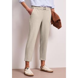 Stoffhose Street One "Style Bonny", Damen, Gr. 38, L&auml;nge 28, cobble stone, Web, Obermaterial: 64% Viskose, 31% Polyester, 5% Elasthan, unifarben, loose fit lang, Hosen Stoffhose, mit Schnalle