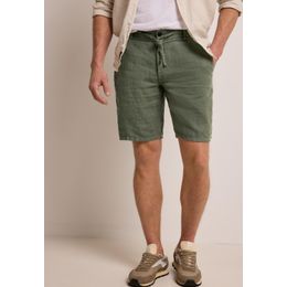 Shorts Street One MEN, Herren, Gr. 38, wood gr&uuml;n, Stoff, 100% Leinen, unifarben, l&auml;ssig geschnitten kurz, Hosen Shorts, aus Leinen