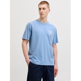 Jack & Jones T-Shirt JACK & JONES "JPRBLUFELIX SS TEE", Damen, Gr. L, riviera, Jersey, Obermaterial: 100% Baumwolle, unifarben, regular fit normal, Rundhals, angesetztes B&uuml;ndchen, Shirts T-Shirt, mit Logo Print
