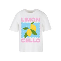 T-Shirt MISS TEE "Miss Tee Damen Limon Cello Tee", Damen, Gr. S, wei&szlig;, 100% Baumwolle, bedruckt, oversize, Rundhals, Shirts T-Shirt