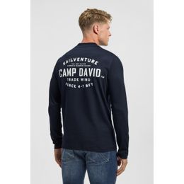 Rundhalsshirt CAMP DAVID, Damen, Gr. 4XL, blau, Single Jersey, Material: 100% Baumwolle, bedruckt, regular fit normal, Rundhals, eingesetzt gerader Abschluss, Shirts Rundhalsshirt, aus Baumwolle