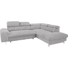 Ecksofa COTTA "Chef L-Form", grau, B:262cm H:72cm T:206cm, Chenille (90% Polyester, 10% Polyamid);Struktur (100% Polyester), Sofas, Ecksofa, mit Kopfteilverstellung, wahlweise mit Bettfunktion & Bettkasten