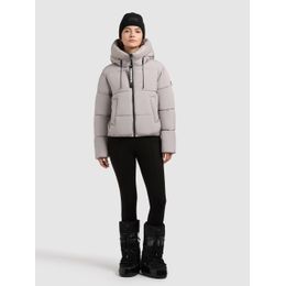 Steppjacke Khujo "KALI", Damen, Gr. L, blizzard grau, 100% Polyester, unifarben, regular fit, eingesetzt elastischer Bund mit Windstopper, Jacken Steppjacke