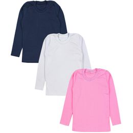 Unterhemd TUPTAM "Langarmshirt M&auml;dchen Langarmshirt 3er Pack", M&auml;dchen, Gr. 104, N-Gr, rosa (3er pack dunkelblau, rosa, grau), Obermaterial: 100% Baumwolle CO., Unterhemden Unterhemd