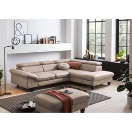 Ecksofa Home Affaire "Pilot L-Form", sand, B:266cm H:73cm T:108cm, 100% Polyester; Feinstruktur 75000 Scheurtouren; Struktur 35000 Scheuertouren, Mikrofaser 40000 Scheuertouren, Sofas, Ecksofa, mit Kopfteilverstellung, wahlweise mit Bettfunktion & Bettkasten