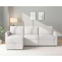 Ecksofa DOREL HOME "NORDHUS, L-Form, 200 cm, Recamiere rechts/links montierbar", creme, B:200cm H:80cm T:128cm, 100% Polyester, Sofas, Ecksofa, gro&szlig;er Stauraum, softer Cord und feiner Webstoff-Bezug
