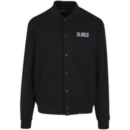 Collegejacke MisterTee "MisterTee Los Angeles EMB Heavy Tonal College Jacket", Herren, Gr. L, schwarz, 100% Baumwolle, unifarben, normal, amerikanischer Ausschnitt, Jacken Collegejacke