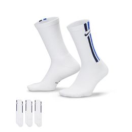 Sportsocken Nike "U NK ED ELVD CRW 3P STRIPE 144", Damen, Gr. L (42/45), multi, color2, Obermaterial: 65% Baumwolle, 32% Polyester, 3% Elasthan, Socken Sportsocken, f&uuml;r sportliche Aktivit&auml;ten, sportlicher Stil, angenehmes Tragegef&uuml;hl