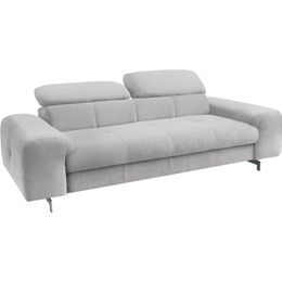 3-Sitzer COTTA "Chef", grau, B:232cm H:72cm T:105cm, Chenille (90% Polyester, 10% Polyamid);Struktur (100% Polyester), Sofas, mit Kopfteilverstellung