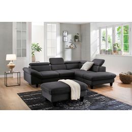 Ecksofa Home Affaire "Pilot L-Form", anthrazit, B:266cm H:73cm T:108cm, 100% Polyester; Feinstruktur 75000 Scheurtouren; Struktur 35000 Scheuertouren, Mikrofaser 40000 Scheuertouren, Sofas, Ecksofa, mit Kopfteilverstellung, wahlweise mit Bettfunktion & Bettkasten