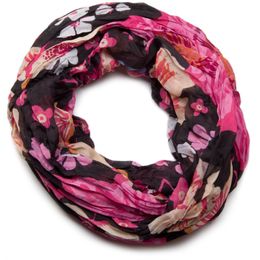 Loop styleBREAKER "Loop mit Blumen Allover Print", Damen, schwarz (schwarz, pink), Obermaterial: 100% Viskose CV., Modisch, Modet&uuml;cher Loop