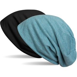 Beanie styleBREAKER "Wende Beanie", Herren, schwarz (schwarz, blau meliert), Obermaterial: 50% Viskose CV. 50% Polyester PES., Modisch, M&uuml;tzen Beanie