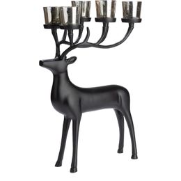 Skulptur Gilde "Figur Hirsch Ciervo Geweih", schwarz, B:31,5cm H:47,5cm T:18cm, Aluminium, Dekofiguren