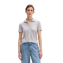 Marc O'Polo Poloshirt MARC O'POLO "mit Material-Mix-Details", Damen, Gr. L, airy blau, Obermaterial: 100% Baumwolle, unifarben, slim fit, normaler Saum, Shirts