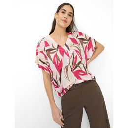 Kurzarmshirt Brax "Style CASSIE S", Damen, Gr. 34, pink, 100% Leinen, V-Ausschnitt, Shirts