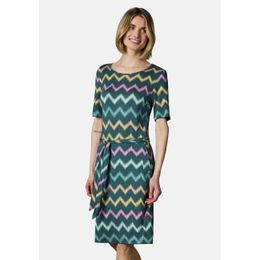 Sommerkleid Ragwear "Taggiana Print YOUMODO", Damen, Gr. L (40), Normalgr&ouml;&szlig;en, schwarz, Material: 95% Viskose, 5% Elasthan, tailliert knielang, Rundhals, &Auml;rmel ohne &Auml;rmelschlitz, Kleider Sommerkleid, Damen Midikleid mit Taillenband und Taschen