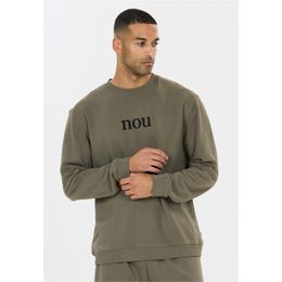 Sweatshirt NOU "Wiseman", Herren, Gr. L, olivgr&uuml;n, 60% Baumwolle, 40% Polyester, unifarben, normal, Rundhals, Sweatshirts Sweatshirt, im Basic-Design