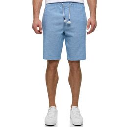 Leinenhose INDICODE "INLeoni Shorts", Herren, Gr. L, N-Gr, parisian blau, Web, Obermaterial: 55% Leinen, 45% Baumwolle, unifarben, regular fit kn&ouml;chellang, Hosen