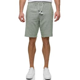 Leinenhose INDICODE "INLeoni Shorts", Herren, Gr. L, N-Gr, sea spray, Web, Obermaterial: 55% Leinen, 45% Baumwolle, unifarben, regular fit kn&ouml;chellang, Hosen