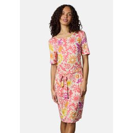 Sommerkleid Ragwear "Taggiana Print YOUMODO", Damen, Gr. L (40), Normalgr&ouml;&szlig;en, pink, Material: 95% Viskose, 5% Elasthan, tailliert knielang, Rundhals, &Auml;rmel ohne &Auml;rmelschlitz, Kleider Sommerkleid, Damen Midikleid mit Taillenband und Taschen