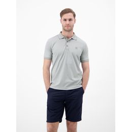 Poloshirt Lerros, Damen, Gr. L, storm grau, Web, Obermaterial: 52% Baumwolle, 48% Polyester, unifarben, regular fit normal, ohne Ausschnitt, kontrastfarben, Shirts, mit Logo Stickereicla