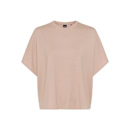 T-Shirt BOSS "B Logo", Damen, Gr. L, light beige 271, Jersey, Obermaterial: 95% Lyocell, 5% Elasthan, bequem normal, Rundhals, Shirts T-Shirt, lockere Passform