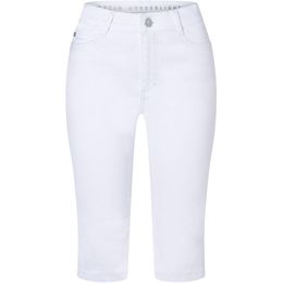 Shorts MAC, Damen, Gr. 40, N-Gr, wei&szlig;, Denim/Jeans, Obermaterial: 88% Baumwolle, 8% Elastomultiester, 4% Elasthan, unifarben, regular fit knielang, Hosen Shorts, im Five-Pocket Style