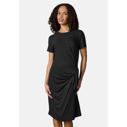 Shirtkleid Ragwear "Knotta", Damen, Gr. XL (42), Normalgr&ouml;&szlig;en, schwarz, Material: 95% Viskose, 5% Elasthan, figurumspielend ca. Mitte Oberschenkel, Rundhals, &Auml;rmel ohne &Auml;rmelschlitz abgesteppte Kante, Kleider Shirtkleid, Kurzarm Sommerkleid mit seitlichem Bindeband