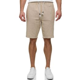 Leinenhose INDICODE "INLeoni Shorts", Herren, Gr. XL, N-Gr, cornstalk, Web, Obermaterial: 55% Leinen, 45% Baumwolle, unifarben, regular fit kn&ouml;chellang, Hosen