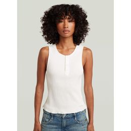 G-Star Raw T-Shirt G-STAR "Slim Henley Tank T-Shirt", Damen, Gr. L, milk, Obermaterial: 94% Baumwolle, 6% Elasthan, Shirts T-Shirt