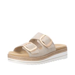 Pantolette Remonte, Damen, Gr. 38, hellbeige, Leder, unifarben, Schuhe Pantolette, Hausschuh, Sommerschuh, Klettschuh mit Lite&acute;n Soft-Ausstattung