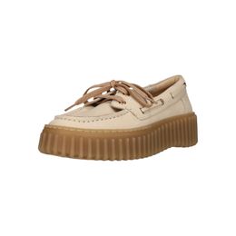 Schn&uuml;rschuh Clarks "Torhill Boat", Damen, Gr. 38, beige, Leder, Schuhe Schn&uuml;rschuh, mit Contour Cushion-Fu&szlig;bett