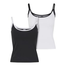 Muskelshirt Urban Classics "Urban Classics Ladies Contrast Basic Top 2-Pack", Herren, Gr. L, schwarz, wei&szlig;, wei&szlig;, schwarz, 95% Baumwolle, 5% Elasthan, unifarben, normal, ohne Ausschnitt, Shirts