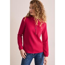 Langarmshirt Cecil, Damen, Gr. L (42), granita rot, Stoff, 46% Modal, 46% Polyester, 8% Elasthan, unifarben, gerade normal, hoch geschlossener Ausschnitt, B&uuml;ndchen, Shirts Langarmshirt, aus softem Materialmix