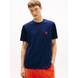 T-Shirt Tommy Hilfiger "SCRIPT MONOGRAM SWIMSHOP", Damen, Gr. M, carbon navy, Single Jersey, Obermaterial: 100% Baumwolle, regular fit normal, Rundhals, Shirts T-Shirt, aus Jersey mit Logo-Stickerei
