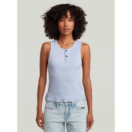 G-Star Raw T-Shirt G-STAR "Slim Henley Tank T-Shirt", Damen, Gr. L, lt wave, Obermaterial: 94% Baumwolle, 6% Elasthan, Shirts T-Shirt