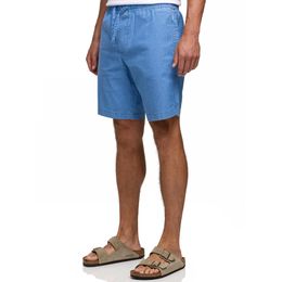 Shorts INDICODE "INCordy Shorts", Herren, Gr. L, N-Gr, parisian blau, Web, Obermaterial: 55% Leinen, 45% Baumwolle, unifarben, regular fit knielang, Hosen Shorts