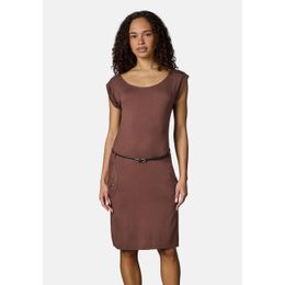 Ragwear Damen Sommerkleid "Tagg"dunkelbraun, Gr. XL, Material: 95% Viskose, 5% Elasthan, Kleider, Damen Kurzarm-Kleid mit Tailleng&uuml;rtel und Taschen