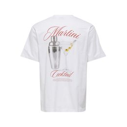 Only & Sons T-Shirt ONLY & SONS "ONSFRED LIFE RLX SS PRINT TEE NOOS", Damen, Gr. L, hellwei&szlig; print:martini, Jersey, Obermaterial: 100% Baumwolle, bedruckt, relaxed fit normal, Rundhals, Shirts T-Shirt, Baumwolle, relaxed fit
