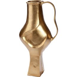 Tischvase Gilde "Vase Antigua mit Henkel", goldfarben, B:18cm H:34cm T:10cm, Aluminium, Vasen